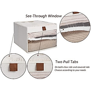StorageWorks Closet Storage Bins with Clear Window 3 pack, Storage Baskets for Organizing, Foldable Storage Baskets for Shelves 3 pack