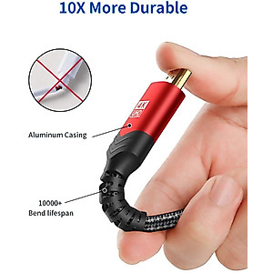 JSAUX 4K Long HDMI Cable 2 Pack 25 ft, 18Gbps High Speed HDMI 2.0 Braided Cord, 4K 60Hz HDR, 2K 1440P 144Hz, 1080p, HDCP 2.2, 3D, ARC, Ethernet Compatible for Monitor Smart TV PC PS5 PS4 Blu-ray -Red