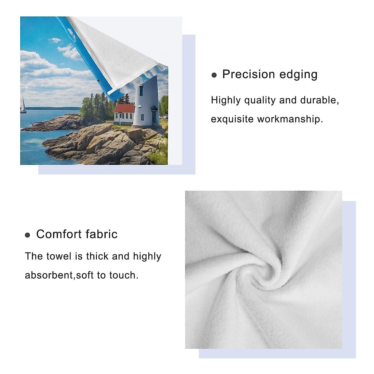 Flradish Lighthouse Towels 3 Pack Bath Towels for Bathroom Set Soft Cotton Highly Absorbent Lightweight & Quickdry Towel Set 1 Bath Towel,1 Hand Towel,1 Washclothe