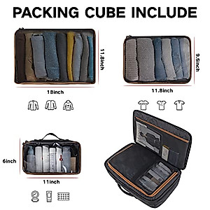 Extra Large 40-50L Travel Carry on Backpack 1680D Oxford Professional Fabric, TSA Friendly Expandable 17-18 inch Laptop Bag, Business Rucksack, Weekender Bag for Men Black