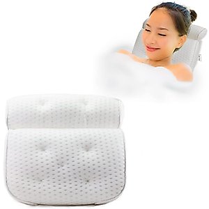Bath Pillow - Extra Comfortable Cushioned 4D Bathtub Pillow - Bath Pillows for Tub, Jacuzzi, Hot Tub Pillow for Back and Head and Neck Support by Grace and Stella
