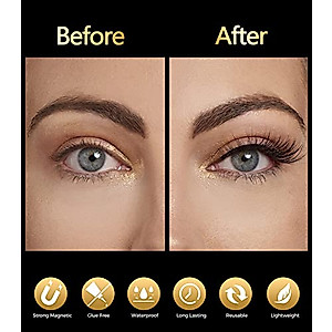 Larbois Magnetic Eyelashes 5 Pairs, Magnetic Eyelashes with Eyeliner Kit Easy to Wear, Comfortable ＆ Reusable False Lashes From Natural to Gorgeous Styles No Glue Needed