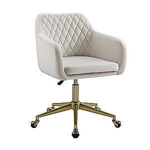Linon White Quilted Brooklyn Office Chair, Metal