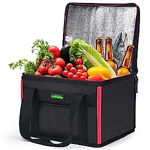 Coldido Insulated Reusable Shopping Bags Grocery Bags, Insulated Bags for Food Delivery for Commercial,Restaurant,Catering,Beach Grocery Transport(1 Pack S)