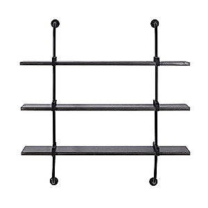 Deco 79 Wood 3 Shelves Wall Shelf, 38" x 10" x 39", Gray