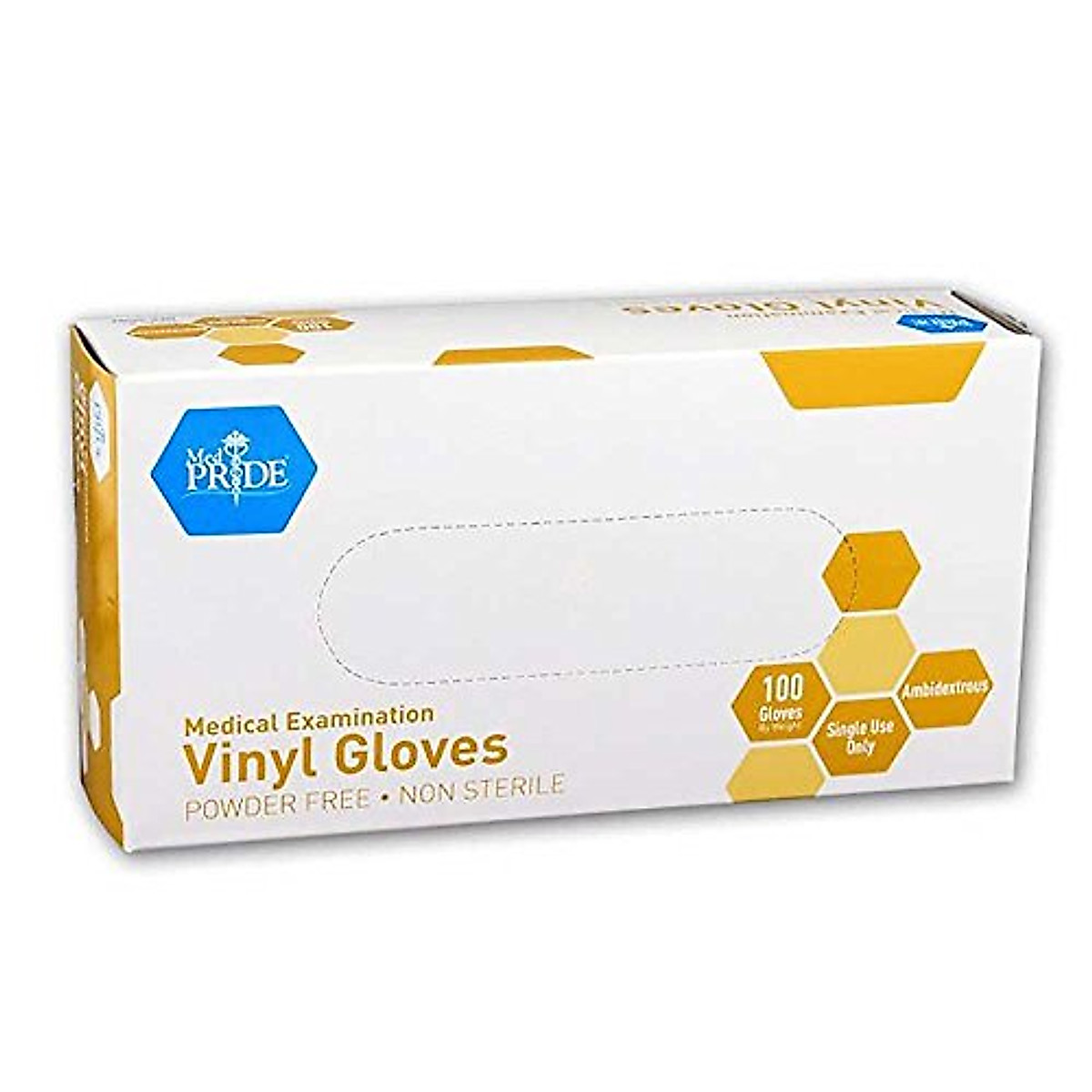MedPride Powder-Free Vinyl Exam Gloves, Large, Box/100