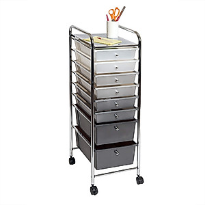 Seville Classics 8-Drawer Multipurpose Mobile Rolling Utility Storage Bin Organizer Cart, Gradient Gray