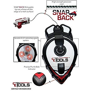CE TOOLS SnapBack® Chalk Line with Releasable Tip