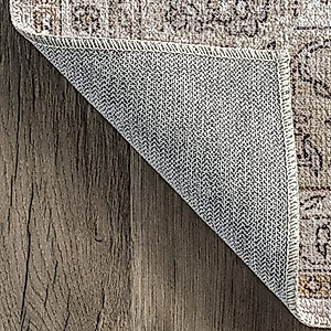 nuLOOM Deadra Vintage Floral Machine Washable Area Rug, 4' x 6', Beige