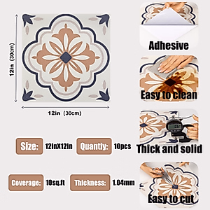 Alow Peel and Stick Floor Tile, Waterproof Peel and Stick Flooring, Self Adhesive Vinyl Flooring Easy to Install for Bathroom, Kitchen(11.8In by 11.8In, 10PCS)