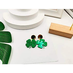 St. Patrick's Day Earrings for Women,Irish Shamrock Acrylic Dangle Earrings, Green Hat Clover Horseshoe Drop Earrings for Irish Festival (A)