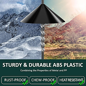 HQBRO 19 Inch 2 IN 1 Squirrel Baffle for Bird Feeder Pole Shepherd's Hook, Raccoons Buster Set with Spikes L 40", Bird House Guard for Outdoor Poles Mount & Hanging Cone,Rust Chew Proof Heavy Duty ABS