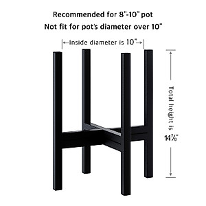 FaithLand Mid Century Plant Stand Indoor Outdoor (EXCLUDING 10" Plant Pot), Metal Planter Stand, Potted Plant Holder, Black, Hold Up to 10 Inch Planter - Fits Snake Plant - Upgraded Design.