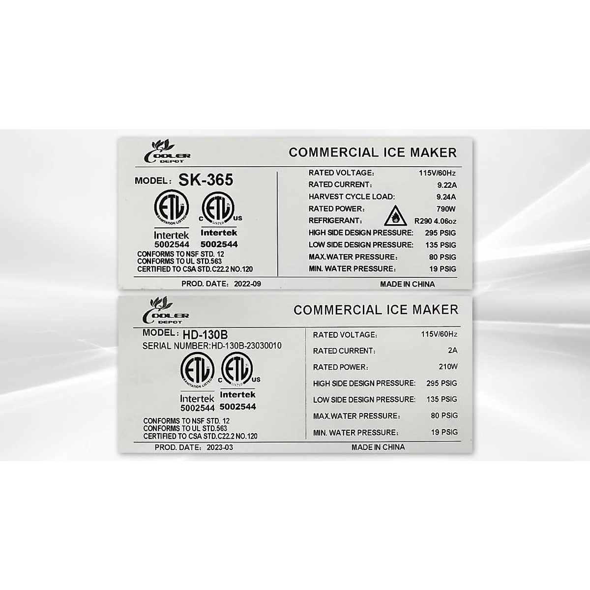 Commercial Ice Maker Hotel Ice Maker with Large Dispenser- 350 lb/per Day NSF Certified HD-130B