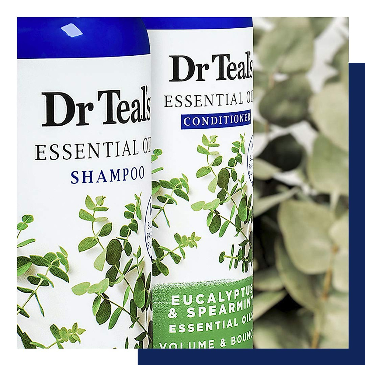Dr Teal's Spearmint Volume & Bounce Essential Oil Shampoo, Sulfate Free, Eucalyptus, 16 Fl Oz