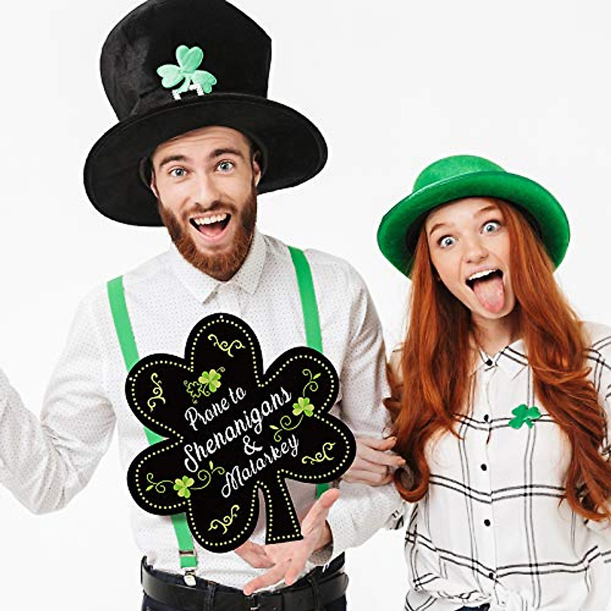 St. Patrick's Day Shamrock Sign 12 x 12 Inch Hanging Shamrock Welcome Sign Prone to Shenanigans and Malarkey Sign Irish Clover Door Sign Holiday Porch Sign Decor for St. Patrick's Day Party Favor