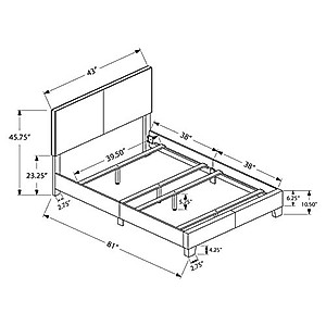 Monarch specialties , Bed, Leather-Look, Dark Brown, Twin