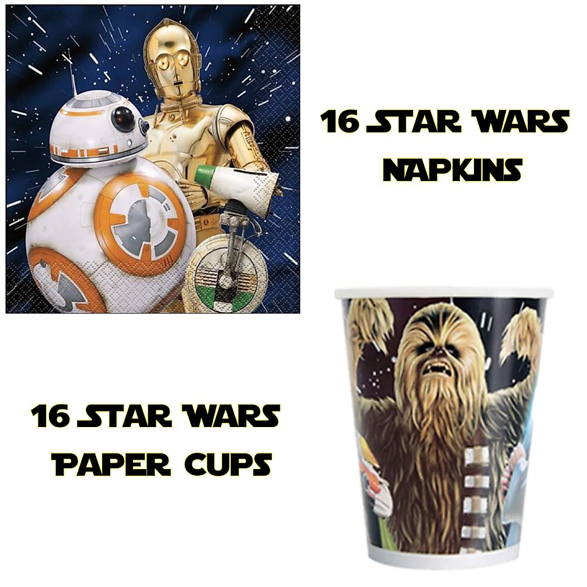 Classic Star Wars Birthday Party Supplies For 16 With Star Wars Plates, Napkins, Cups, Birthday Banner, Cutlery, Masks, Tablecover and Star Wars Inspired Pin By Another Dream