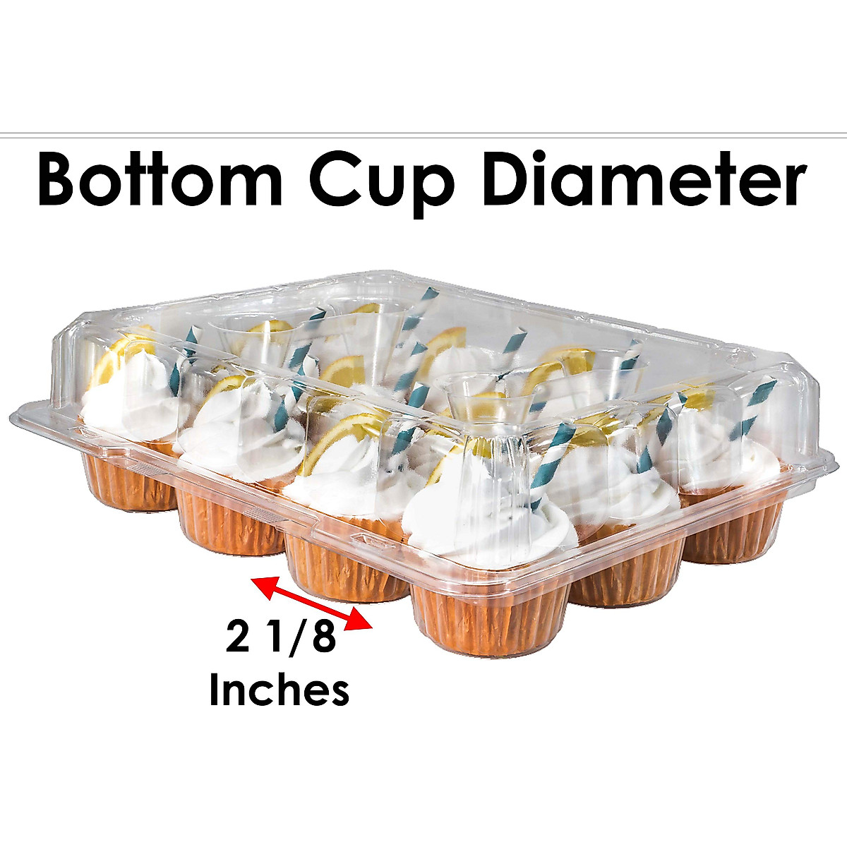 Katgely Cupcake Containers 12 Count (pack of 12), Clear Plastic Cupcake Boxes 12 Count, Deep Dome, Stackable, Disposable & BPA-Free