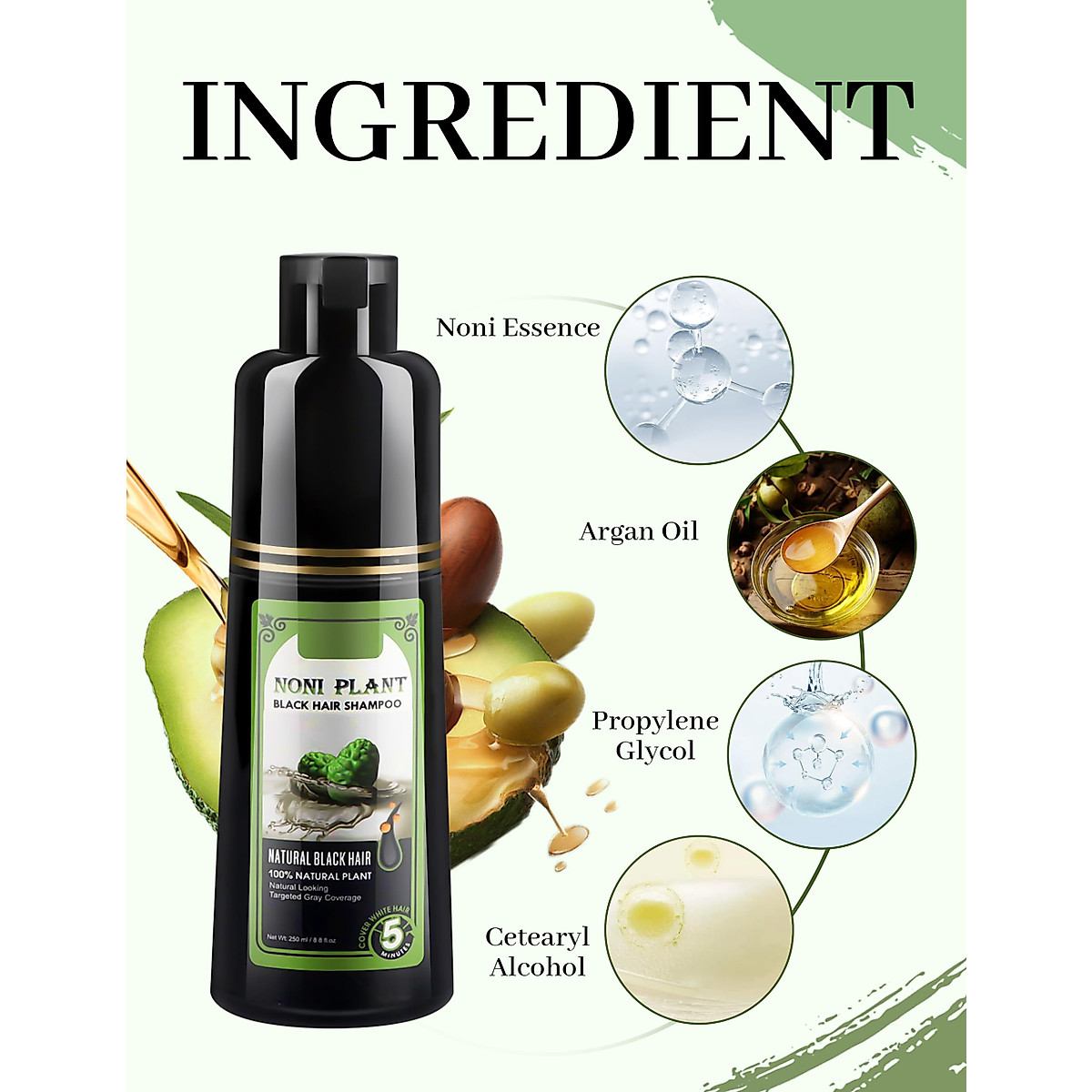 Black Hair Shampoo, Good Applicability White Hair Removal Dye Hair Coloring Shampoo Instant Hair Dye Shampoo for Men and Women 250ml (250mL)