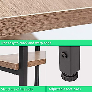 Coral Flower Landisl Desk,Simple and Modern Design,with Four Open Shelves for Books, Office Supplies or Accessories Within Easy Reach，Light Oak