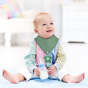 Yoofoss Baby Bandana Drool Bibs 6 Pack and Teething Toys Soft and Absorbent for Boys and Girls 0-36 Months - Baby Teething Bibs Plain Color