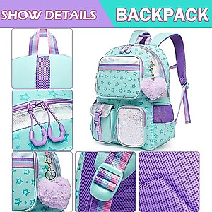 Meetbelify Backpack for Girls School Bag Aesthetic Backpack for Elementary Student Teen Girls Cute Bookbag Kids Kawaii Backpack for Girls 8-10