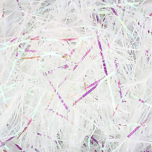 Kolewo4ever 1LB basket filler Iridescent Paper Shred Filler Shreds Plastic Paper Shred Filler Gift Basket Filler for Easter Gift Wrapping & Basket Filling DIY Crafts Supplies Accessories