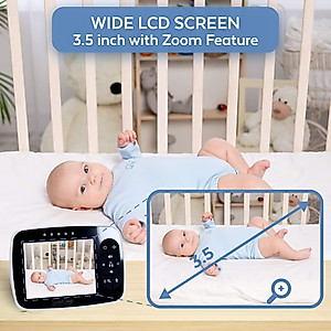 HD Baby Monitor with Camera and Audio | 2-Way Long-Range Video Baby Monitor with Wide-Angle, Night Vision Temperature, and Pan-Tilt Remote