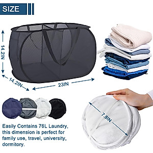 Violinak 4 Pack Collapsible Laundry Baskets Dual Compartment, Mesh Pop Up Hamper with Easy Carry Handles, Foldable laundry hamper for College Dorm, Kids Room, Laundries and Travel, toy storage basket
