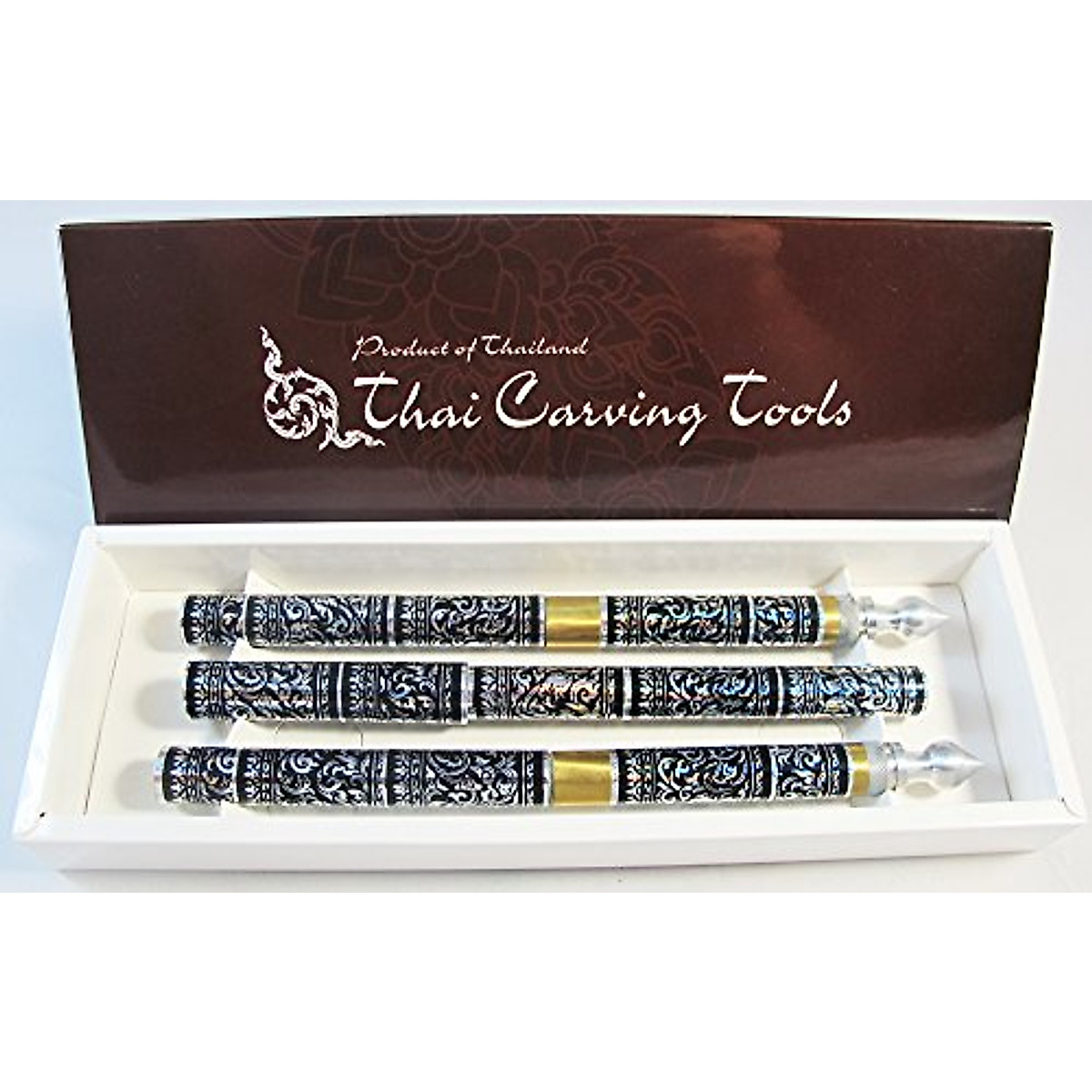 SET 3 THAI FRUIT AND SOAP CARVING KNIFE KNIVES BRASS HANDMADE BLACK COLOR