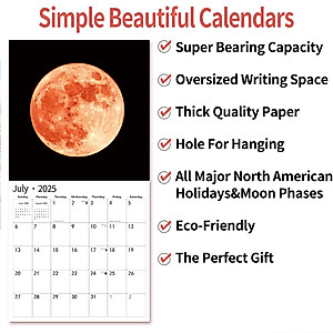 2024 Wall Calendar,Calendar 2024, July 2024 - December 2025, Wall Calendar Moon, 12" x 24" Opened,Full Page Months Thick & Sturdy Paper for Gift Perfect Calendar Organizing & Planning