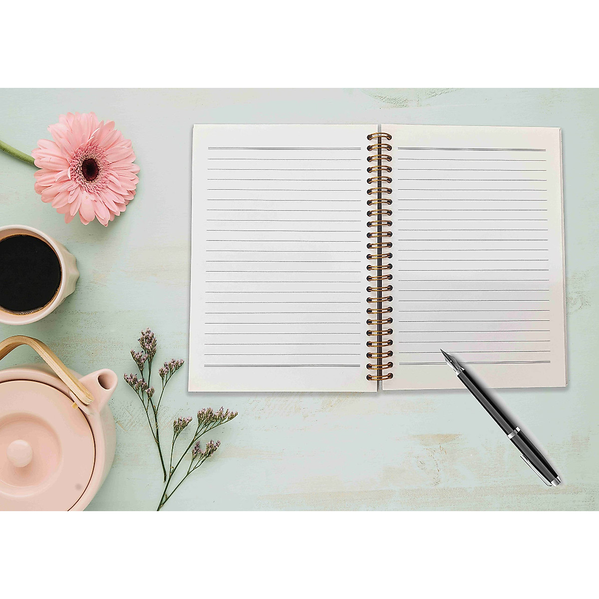 NEGIGA Boho Abstract Random Shapes Botanical Leaf Lined Spiral Journal Notebook 8.3×5.5 Inches Hardcover College Ruled Notebook Journal for Work Note Taking Journaling,Boho Gifts for Women Girls