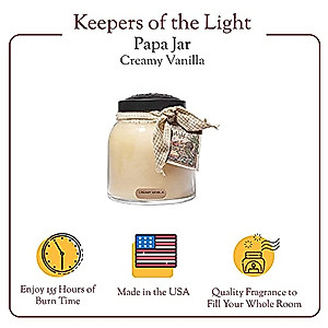A Cheerful Giver - Creamy Vanilla - 34oz Papa Scented Candle Jar with Lid - Keepers of the Light - 155 Hours of Burn Time, Gift for Women, White