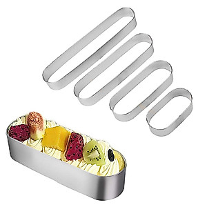 CHDHALTD Mousse Rings Stainless Steel Mini Cookie Cutters Mini Long Oval Mousse Ring Mold Metal Baking Tiramisu Mold for Kitchen Baking Sponge Cakes Dessert Pies