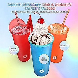 ODOSOLA Plastic Cups with Lids and Straws, 6 Pack 24oz Color Changing Cups, Reusable Cups With Lids and Straws Bulk for Adults Kid Women Party, Cute Cold Tumblers with Lids and Straws for Iced Coffee
