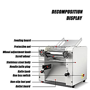 Commercial Pasta Maker Machine - 2200W Automatic Electric Dumpling Noodle Machine, Multifunctional Noodle Pasta Spaghetti Dough Roller Press for Wonton, Buns (Wide Noodle Blade 2mm)