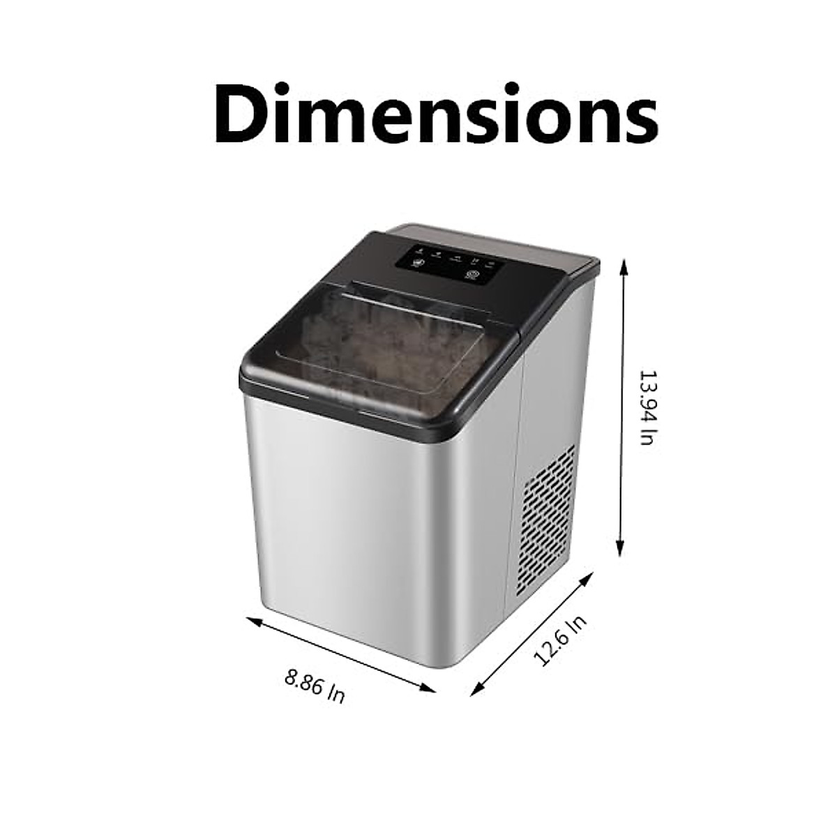 HAILANG Nugget Ice Maker Countertop, Pebble Ice Machine with Chewable Pellet Ice, 34Lbs/24H, Self-Cleaning, Portable Sonic Ice Maker Ready in 6 Mins, for Home/Kitchen/Office(Stainless Steels)