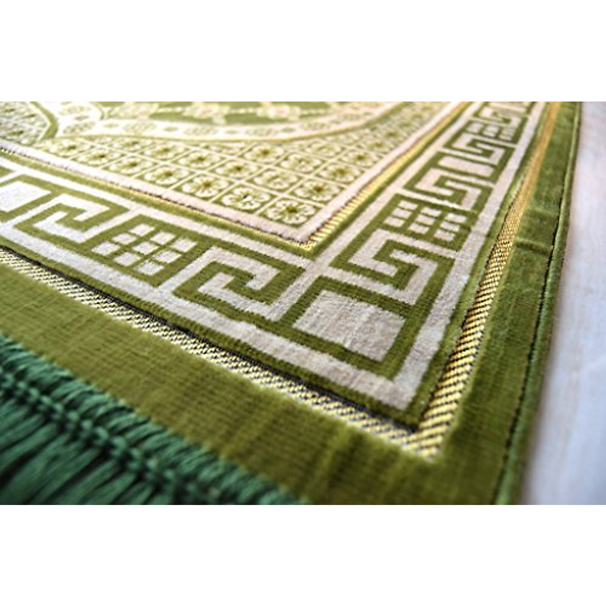 Interway Trading Prayer Rug Mat Carpet Permadani Permaidani Ramadan Eid Turkish Seccade Muslim Sajadah Namaz Janamaz Velvet Large Size (Green)