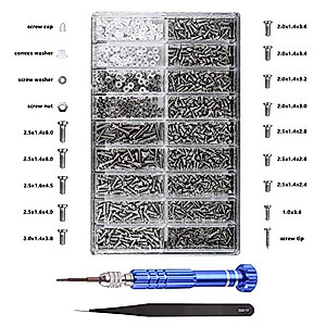 Eyeglass Repair Tool Kit,Glasses Screw Kit in Assorted Size with Precision Screwdriver Tweezer Repair Tool Kit for Sunglass Spectacles Watch Clock