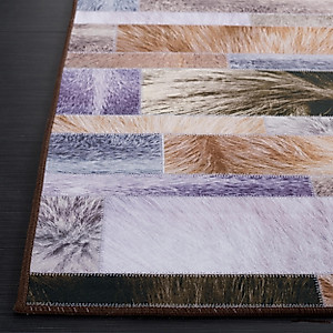 SAFAVIEH Faux Hide Collection Area Rug - 9' x 12', Beige & Purple, Rustic Modern Glam Design, Non-Shedding & Easy Care, Machine Washable Ideal for High Traffic Areas in Living Room, Bedroom (FAH515A)