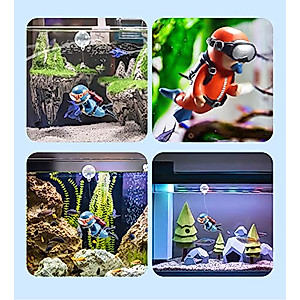 SUPTEC 2-Pack Floating Fish Tank Decorations Cute Little Diver Aquarium Decoration Aquarium Accessories Fish Playmate for Fish Tank Suitable for All Kinds of Fish and Fish Tanks Swimming Pool