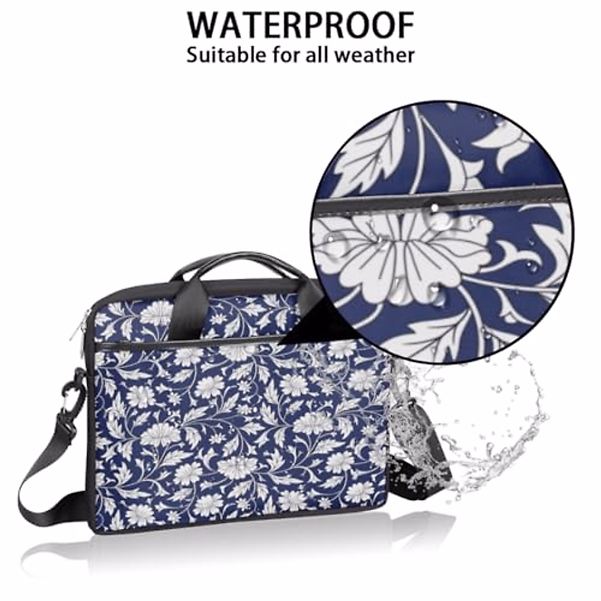 Flower Tree Print Laptop Computer Bag Waterproof Shoulder Messenger Bag 13-15 inch Durable Laptop Tote Bag with Shoulder Strap Handle Lightweight Crossbody Briefcase