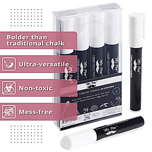 Mr. Pen- White Chalk Markers, 4 Pack, Dual Tip, 8 labels, White Liquid Chalk Marker, Chalk Markers, White Dry Erase Markers, Chalk Markers for Blackboard, Chalkboard pen, White Chalkboard Marker