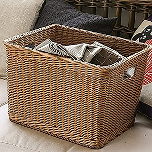 UXZDX Dirty Clothes Basket Household Storage Basket, Handmade Basket Large Plastic Rattan-Like Debris Basket Storage Basket