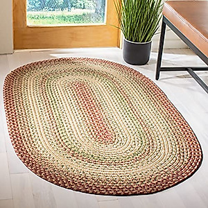 SAFAVIEH Braided Collection 2'6" x 4' Rust / Multi BRD303A Handmade Country Cottage Reversible Accent Rug