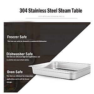 4" Deep Steam Table Pan Full Size, Kitma 14 Quart Stainless Steel Anti-Jam Standard Weight Hotel GN Food Pans - NSF (20.87"L x 12.8"W) - 6 Pack