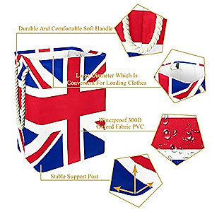 Laundry Basket Foldable Laundry Hamper With Handles Detachable Storage Bin, Bathroom Organizer, Children Toy Bins United Kingdom Flag