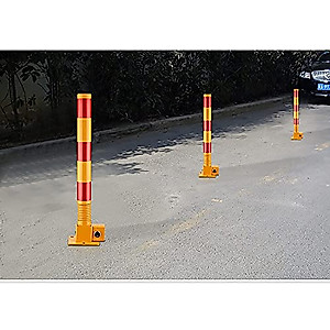 Folding Car Parking Space Lock,with Spring Parking Barrier Post Fold Down Post Barrier Steel Security Posts with Padlock(Yellow 600x70mm)