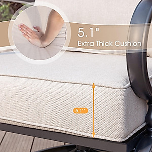 VICLLAX 4 Pieces Patio Furniture Set, Outdoor Conversation Set of Patio Swivel Chairs with Ottomans for Front Porch Balcony Poolside, Garden